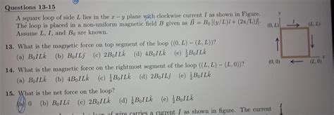 solved questions 13 15a square loop of side l ﻿lies in the