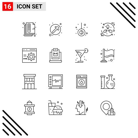 User Interface Pack Of 16 Basic Outlines Of Browser Leaf Up Right Eco