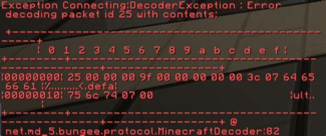 Exception Connecting DecoderException Error Decoding Packet Id With Contents SpigotMC