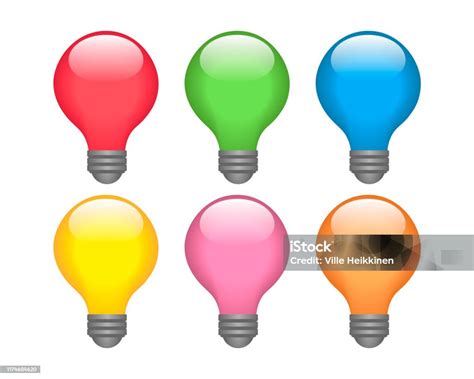다른 색깔의 전구의 집합입니다 벡터 일러스트 아이콘입니다 0명에 대한 스톡 벡터 아트 및 기타 이미지 0명 개념 개념과 주제 Istock