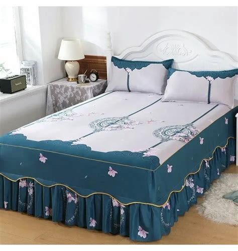 패드 커버 침대 시트 매트 공주 스타일 Bedspread 침대에 스커트 코튼 인쇄 린넨 홈 탄성 장착 Pil 티몬