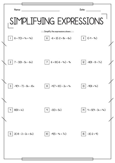 Simplifying Expressions Worksheets 7th Grade Simplifying Algebraic Expressions Simplifying
