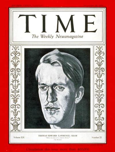 Time Magazine Cover Te Lawrence Nov 28 1932 Writers Middle