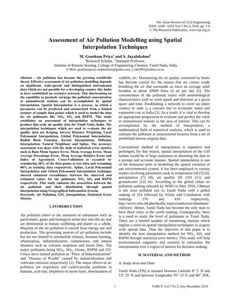 pdf assessment of air pollution modelling using spatial