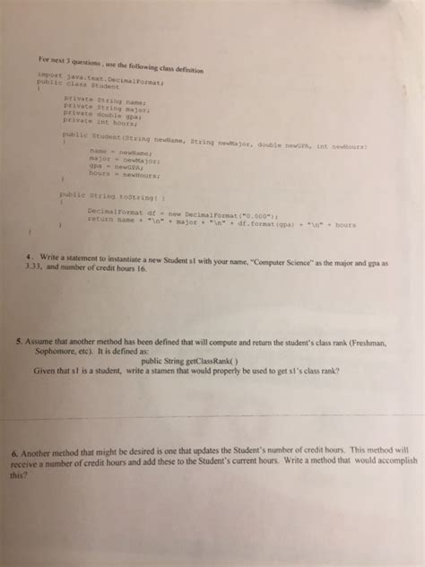 Solved CSE Practice Classes Methods Last Chegg