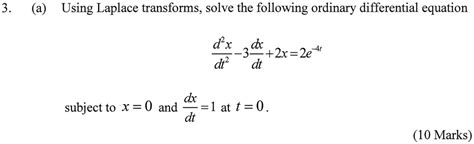 solved using laplace transforms solve the following ordinary