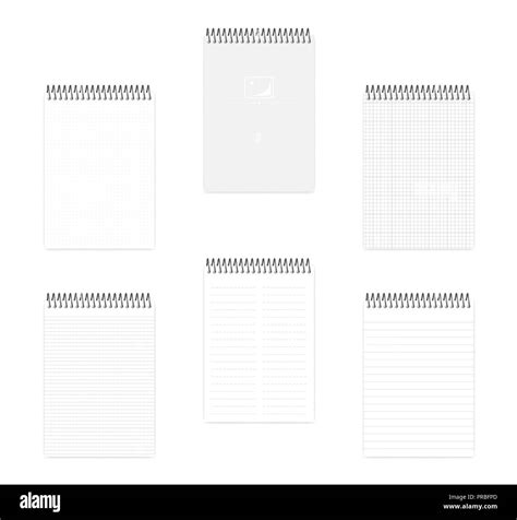 A5 Top Spiral Notebook Set Realistic Vector Mockup Wire Bound Notepad
