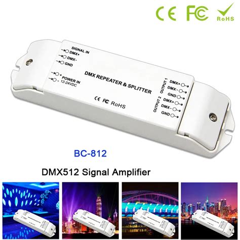 BC 812 DMX Power Amplifier 1 To 2 Channel Output DMX Power Splitter DMX Led Controller DC12V 24V