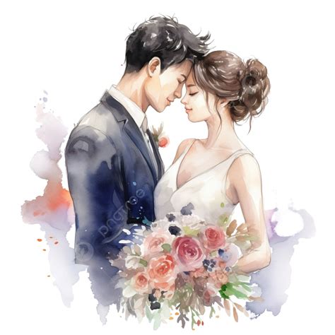 Ai Generated Cute Wedding Portraits Watercolor Illustrations Wedding