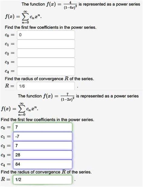 solved the function f c is represented as a power series 6x f z