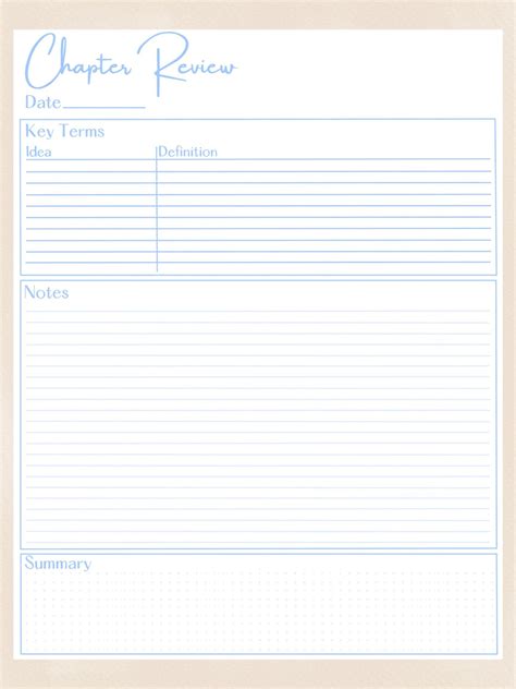 Set Of Study Review Templates For Goodnotes And Notability Chapter Review Template Notability