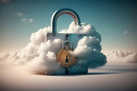 Cloud Security Concept Cloud Storage Locked With Padlock Cloud Service Security Stock