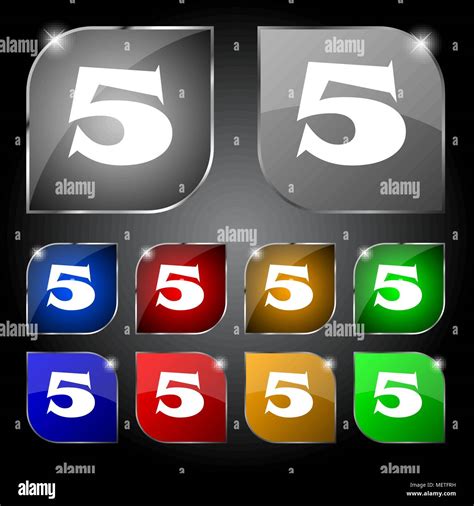 Number Five Icon Sign Set Of Coloured Buttons Vector Illustration Stock Vector Image And Art Alamy