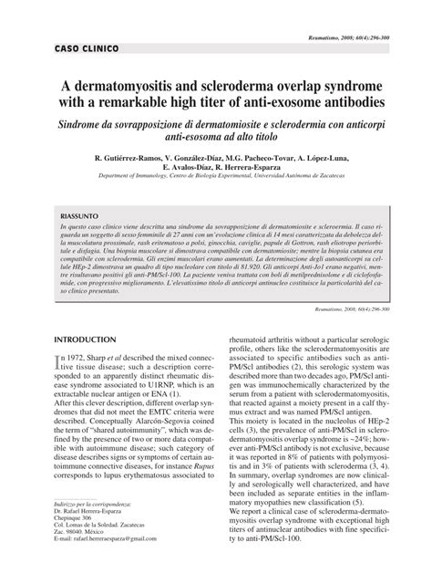 Pdf A Dermatomyositis And Scleroderma Overlap Syndrome With A