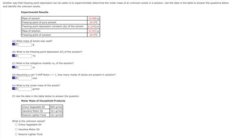 Solved And Identify The Unknown Soluteexperimental