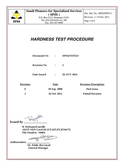 Hardness Test Procedure Pdf Hardness Metals