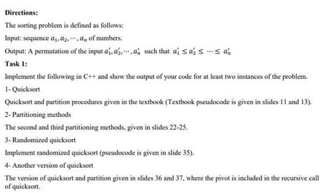 Directions The Sorting Problem Is Defined As Chegg Com