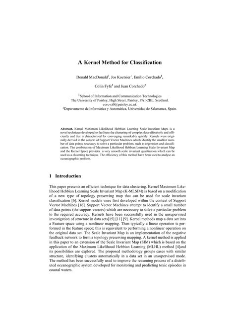 pdf a kernel method for classification