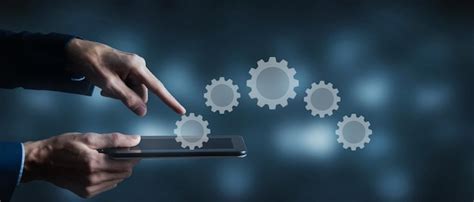 톱니 및 기어 휠 메커니즘 하이텍 디지털 기술 및 엔지니어링 프리미엄 사진