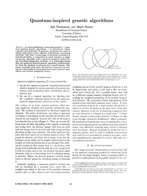 Quantum Inspired Genetic Algorithms Pdf Energy Level Electron
