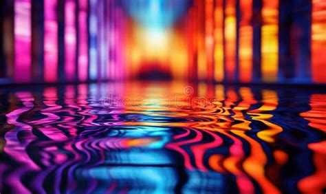 Abstract Vibrant Liquid Waves With Neon Colors And Reflections Stock Illustration Illustration