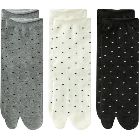 3 Pairs Soft Tabi Toe Socks Japanese Style Polka Dot Two Toed Socks