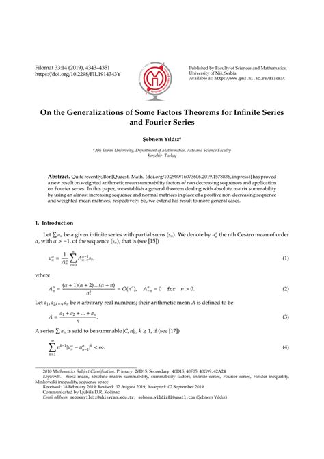 Pdf On The Generalizations Of Some Factors Theorems For Infinite