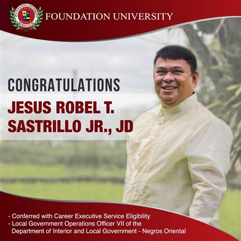 Jesus Robel T Sastrillo Jr Foundation University Facebook