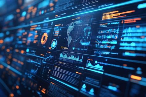Futuristic Digital Interface With Various Graphs Charts And Data