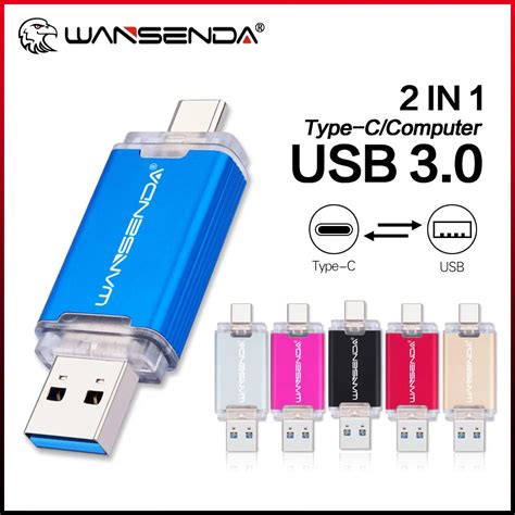 WANSENDA USB C Flash Drive 512GB TYPE C Pendrive 256GB 128GB 64GB 32GB 2 IN 1 Dual Plug