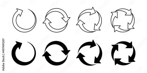 Set Of Circle Arrow Vector Icons Recycling Icon Circular Vector