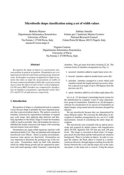 Pdf Microfossils Shape Classification Using A Set Of Width Values Pdf Microfossils Shape Classification Using A Set Of Width Values