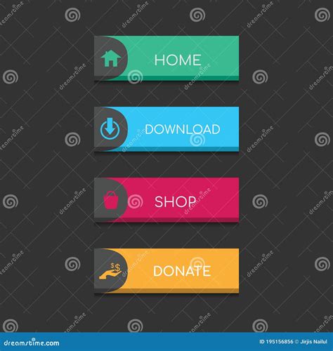 Colorful Web Button On A Dark Background Stock Vector Illustration Of