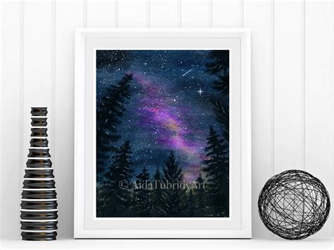 Galaxy Poster Print Galaxy Wall Art Purple Sky Galaxy Etsy