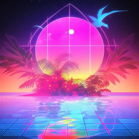 Premium Ai Image Retro Synthwave Illustration