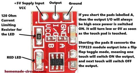 How To Use TTP Capacitive Touch Switch Module Pinouts Explained Homemade Circuit Projects