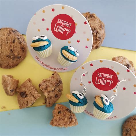 Cookie Monster Earrings Saturday Lollipop