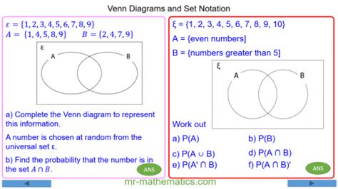 Venn Diagrams And Set Notation Mr Mathematics