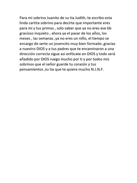 Carta De Amor De Tía A Sobrino Juanito Pdf