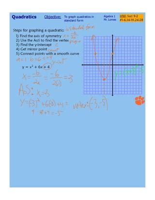 Graphing Quadratic Functions Standard Form Pdf Physics Science