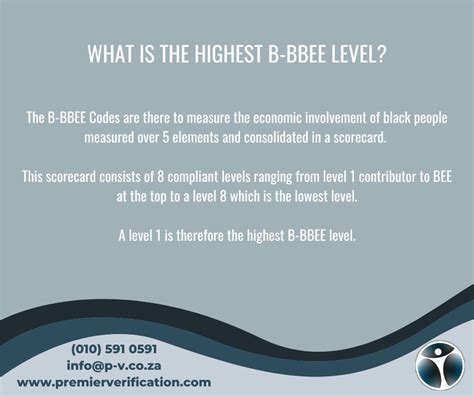 Premier Verification Pty Ltd On Linkedin What Is The Highest B Bbee Level