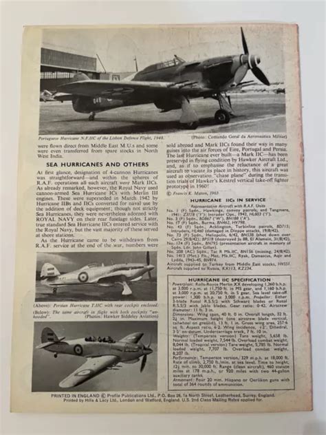 Profile No 24 The Hawker Hurricane Iic Profile Publications Red Series