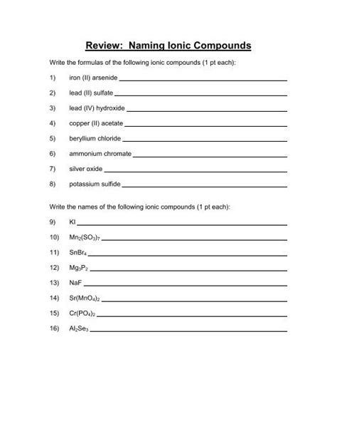 Ionic Compounds Writing Formulas And Naming Worksheets Library