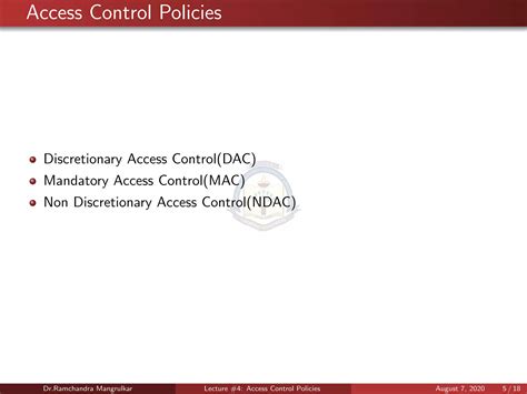 Lecture 4 Access Control Policies Pdf