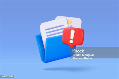 관리 멀티미디어 파일용 3d 폴더 및 용지 프로젝트 계획에 대한 문서 파일 작업 진입 없음 문제 실패 경고 이미지 및 비디오 문서 폴더입니다 3d 아이콘 벡터 렌더링 그림