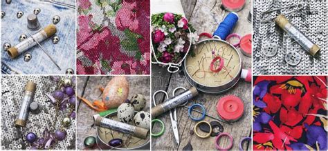 Sewing Tools And Samples Textile Fabric Stock Photo Image Of Thread Ball