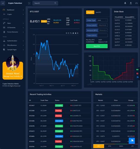 Tokenize Cryptocurrency Admin Templates Stock Market Chart Dashboard