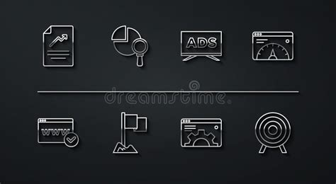 Set Line Document With Graph Chart Website Template Statistic Browser Setting Location