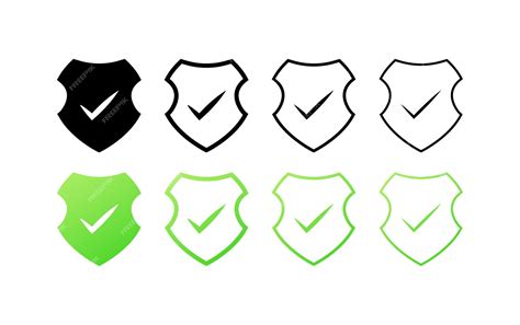 Premium Vector Shield With Check Mark Icons Outline Color Checkmark