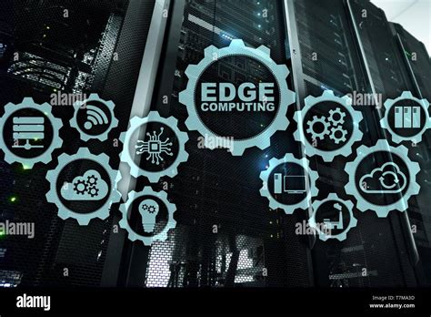 Edge Computing On Modern Server Room Background Information Technology